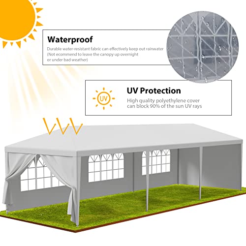 BBBuy 10’X30’ Outdoor Canopy Tent with Removable Sidewalls Gazebo Shelter Pavilion for Backyard BBQ Camping Picnic Parties Wedding Ceremony, Easy Assemble and Removable