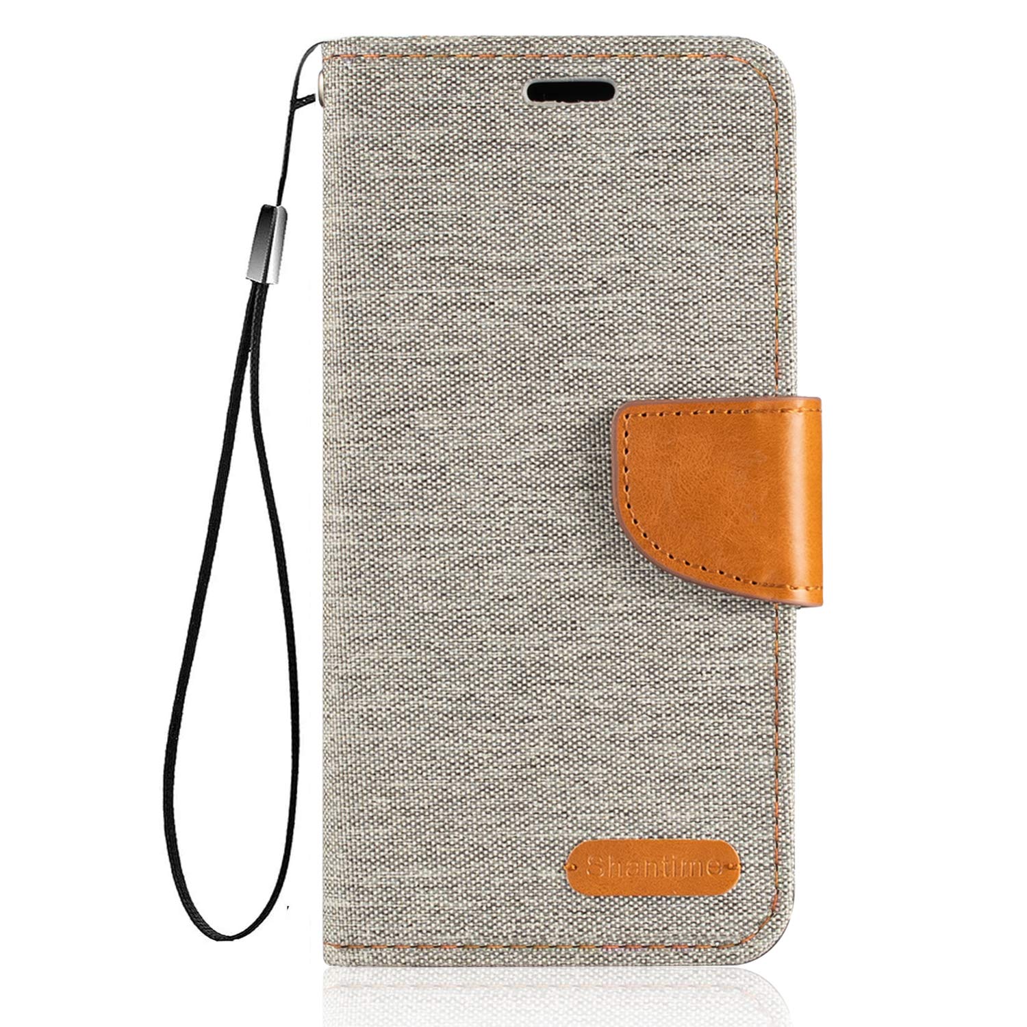 Shantime Oppo Reno 6 Pro+ 5G Case, Oxford Leather Wallet Case with Soft TPU Back Cover Magnet Flip Case for Oppo Reno 6 Pro Plus 5G Grey