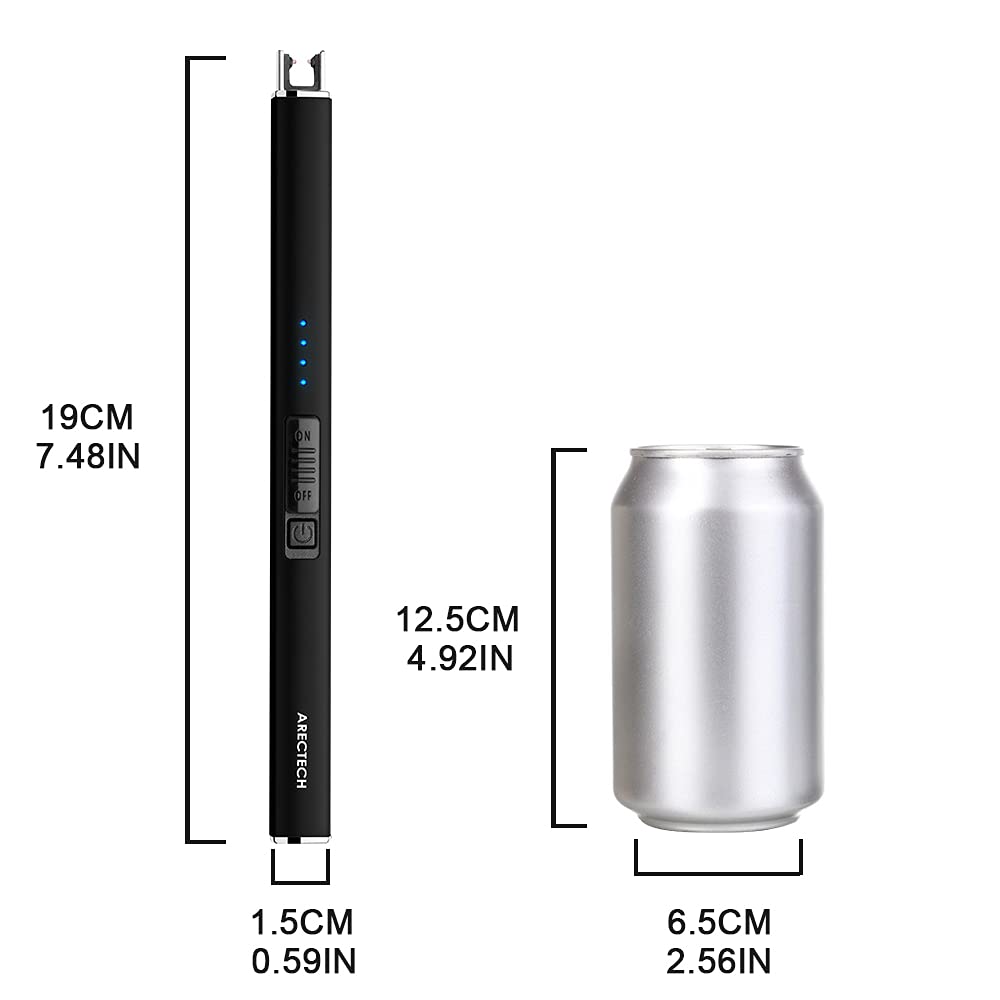 ARECTECH Electric Candle Lighter with Type-C Cable Birthday Gift for Man Women Wife Rechargeable Plasma Arc Lighters for Candle Camping Kitchen Stove Black
