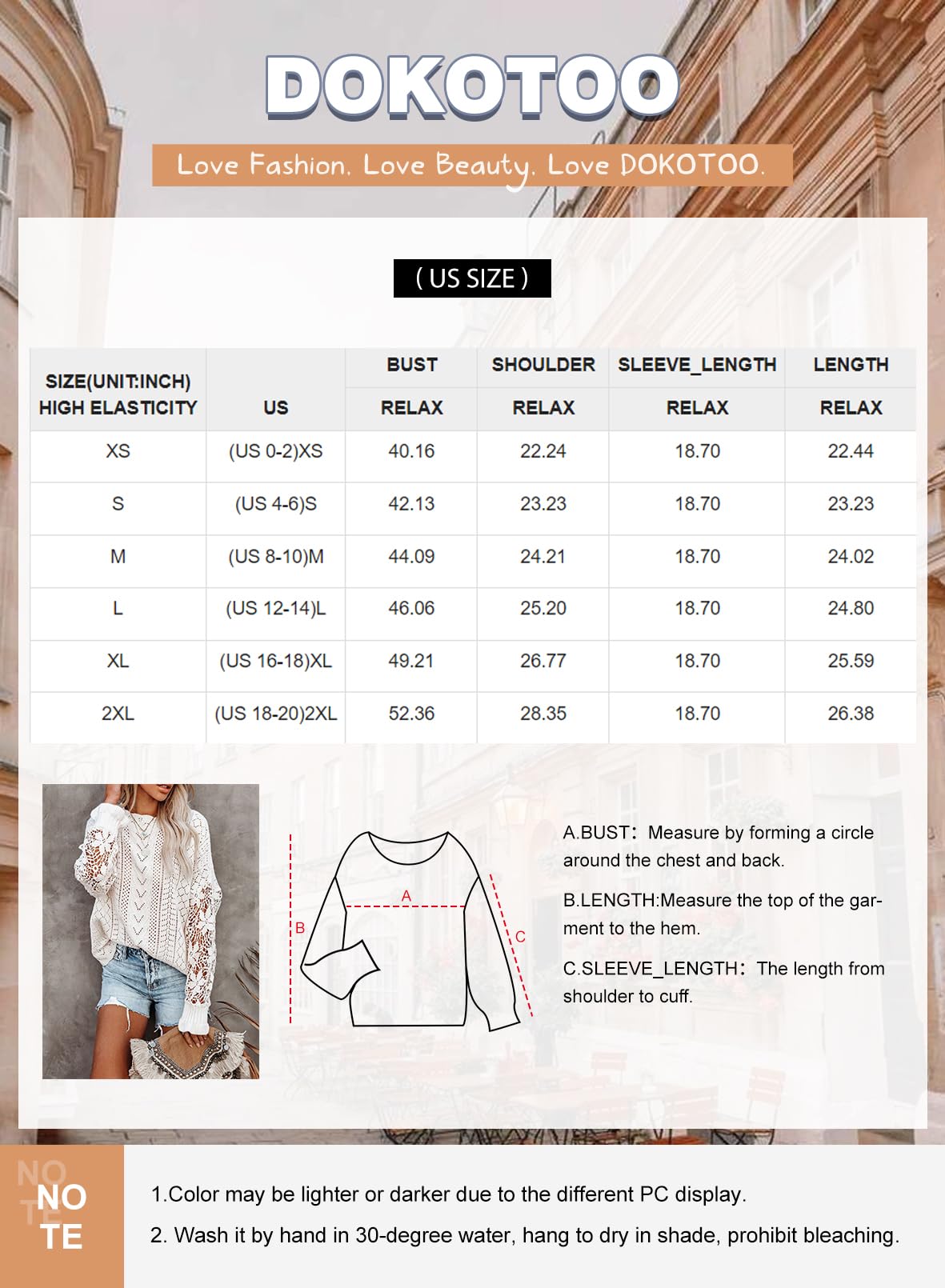 Dokotoo Sweater Women Ladies Cute Soft Thick Round Neck Solid Hollow Out Lace Crochet Autumn Cozy Long Sleeve Cable Knit Pullovers Sweaters for Women Large Gray