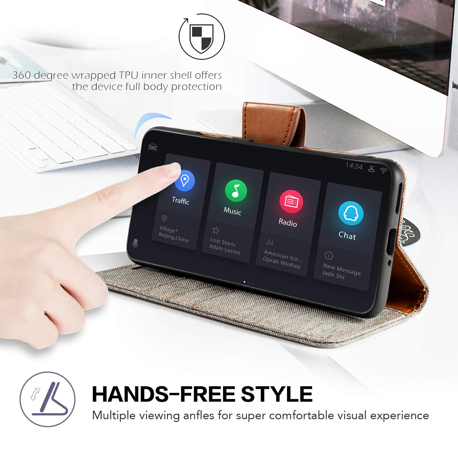Shantime Oppo Reno 6 Pro+ 5G Case, Oxford Leather Wallet Case with Soft TPU Back Cover Magnet Flip Case for Oppo Reno 6 Pro Plus 5G Grey