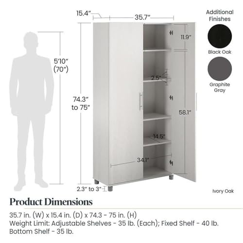 SystemBuild Evolution Camberly 36" Utility Storage Cabinet in Ivory Oak