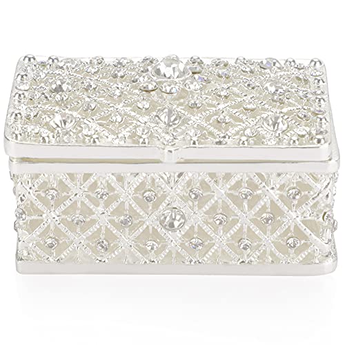 ELLDOO Crystal Jewelry Trinket Box Rectangle Small Box Earring Ring Case Necklace Organzier Storage Box Wedding Brithday Gift