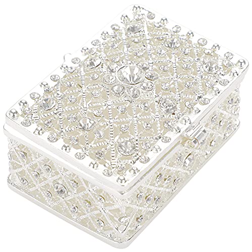 ELLDOO Crystal Jewelry Trinket Box Rectangle Small Box Earring Ring Case Necklace Organzier Storage Box Wedding Brithday Gift