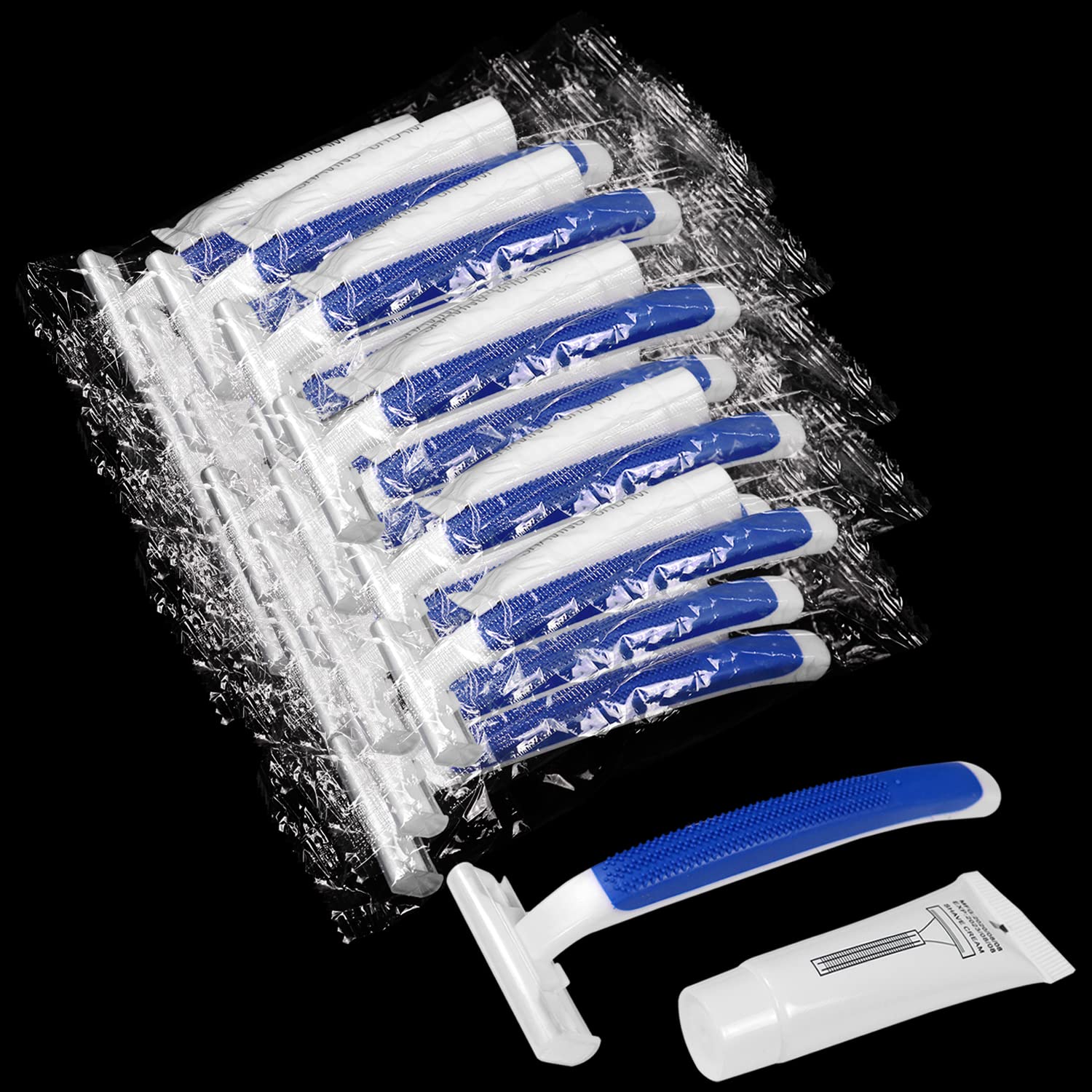 Disposable Razors in Bulk,razors individually wrapped bulk,Twin Blade Razors with Clear Safety Cap and Shaving Cream, Razors For Homeless, Hotel,Air Bnb,Shelter/Homeless/Travel (100PCS)