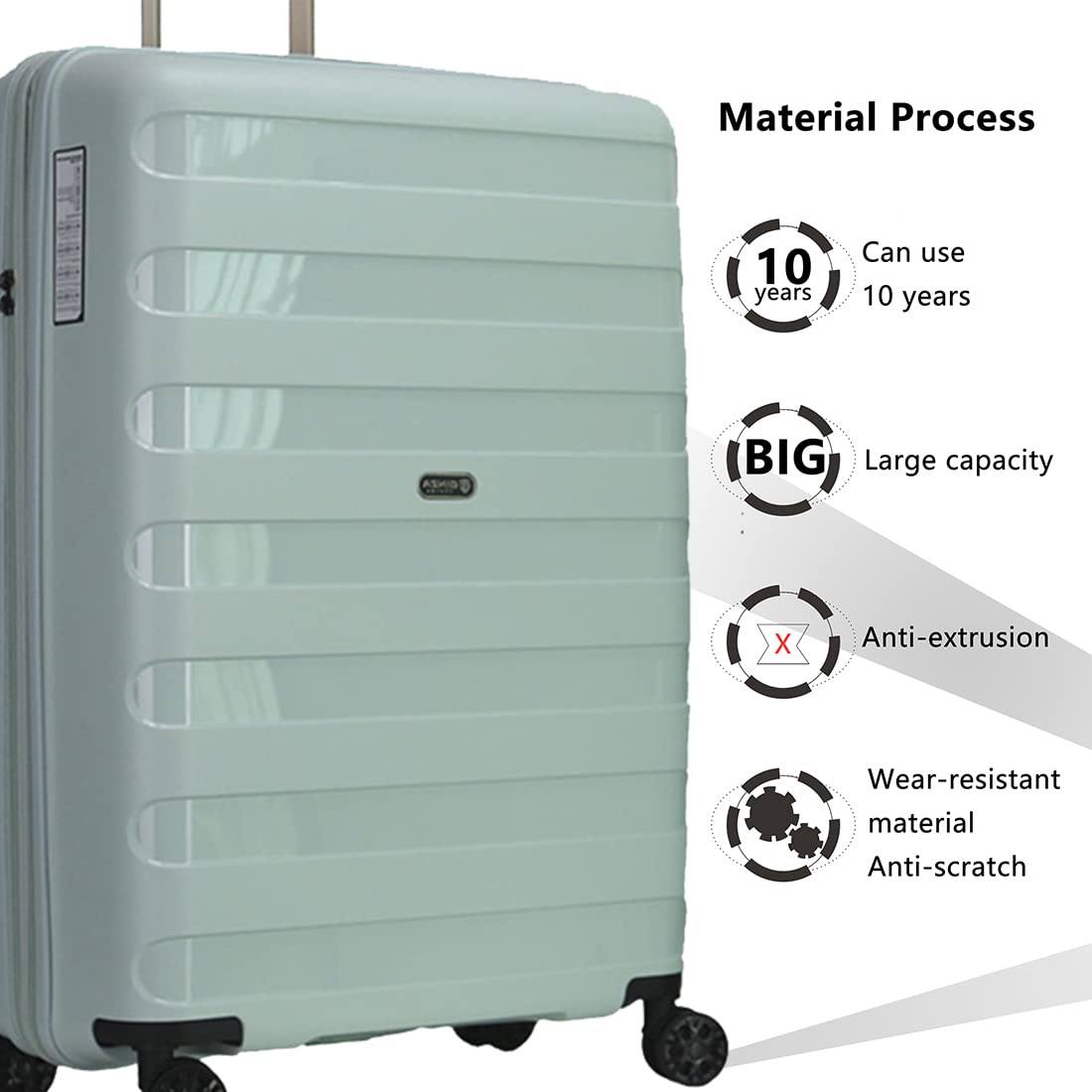 GinzaTravel PP material 3-piece expandable luggage sets with Spinner Wheels, Suitcase with TSA Lock,Large Luggage for Family Travel carry on 20/24/28,Azure water color