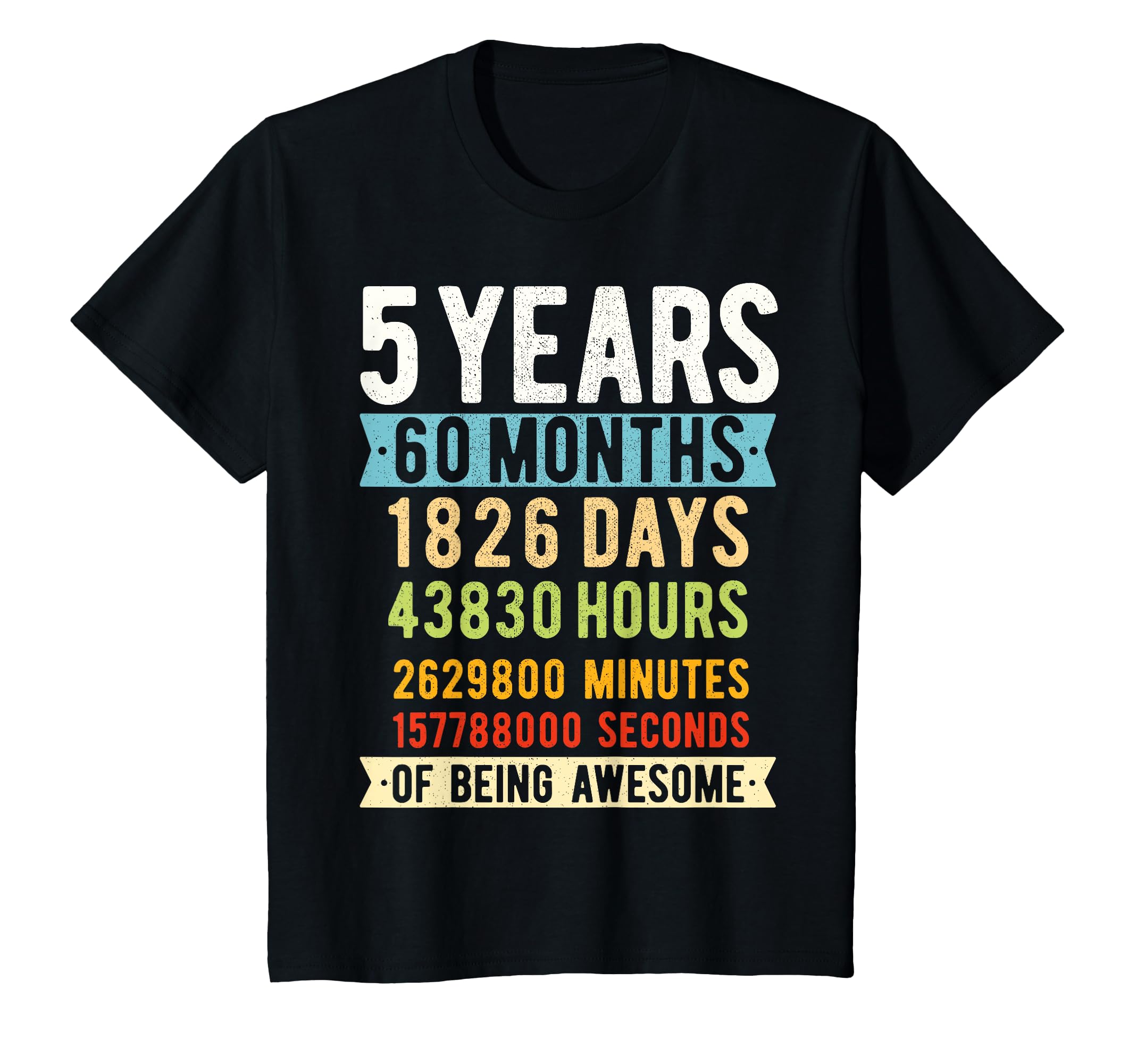 5th Birthday 5 Years Old Vintage Retro 60 Months T-Shirt