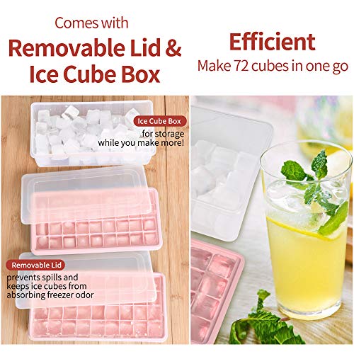 Food-grade Silicone Ice Cube Tray with Lid and Storage Bin for Freezer, Easy-Release 36 Small Nugget Ice Tray with Spill-Resistant Cover&Bucket, Flexible Ice Cube Molds with Ice Container, Scoop Cover