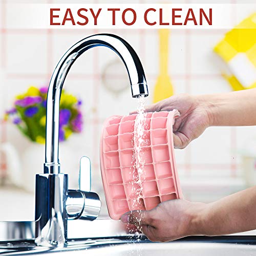 Food-grade Silicone Ice Cube Tray with Lid and Storage Bin for Freezer, Easy-Release 36 Small Nugget Ice Tray with Spill-Resistant Cover&Bucket, Flexible Ice Cube Molds with Ice Container, Scoop Cover