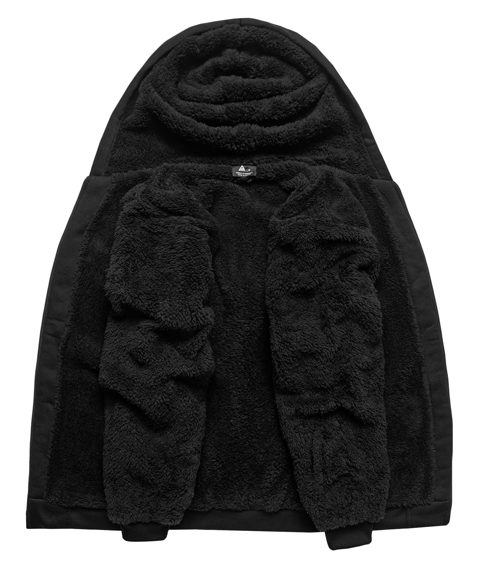 SCODI Hoodies for Men Heavyweight Fleece Sweatshirt - Full Zip Up Thick Sherpa Lined Hooded Sweatshirts Black Medium