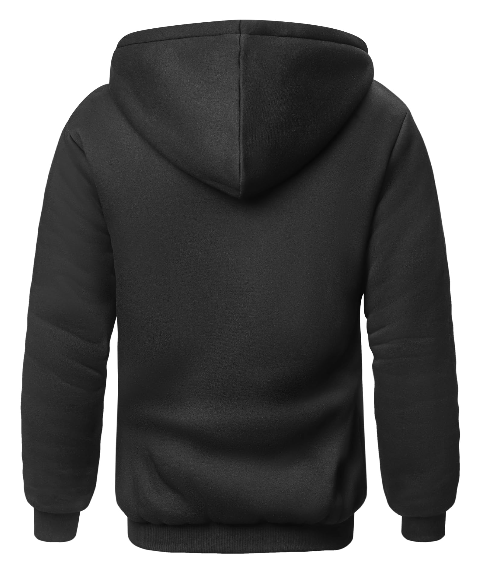 SCODI Hoodies for Men Heavyweight Fleece Sweatshirt - Full Zip Up Thick Sherpa Lined Hooded Sweatshirts Black Medium