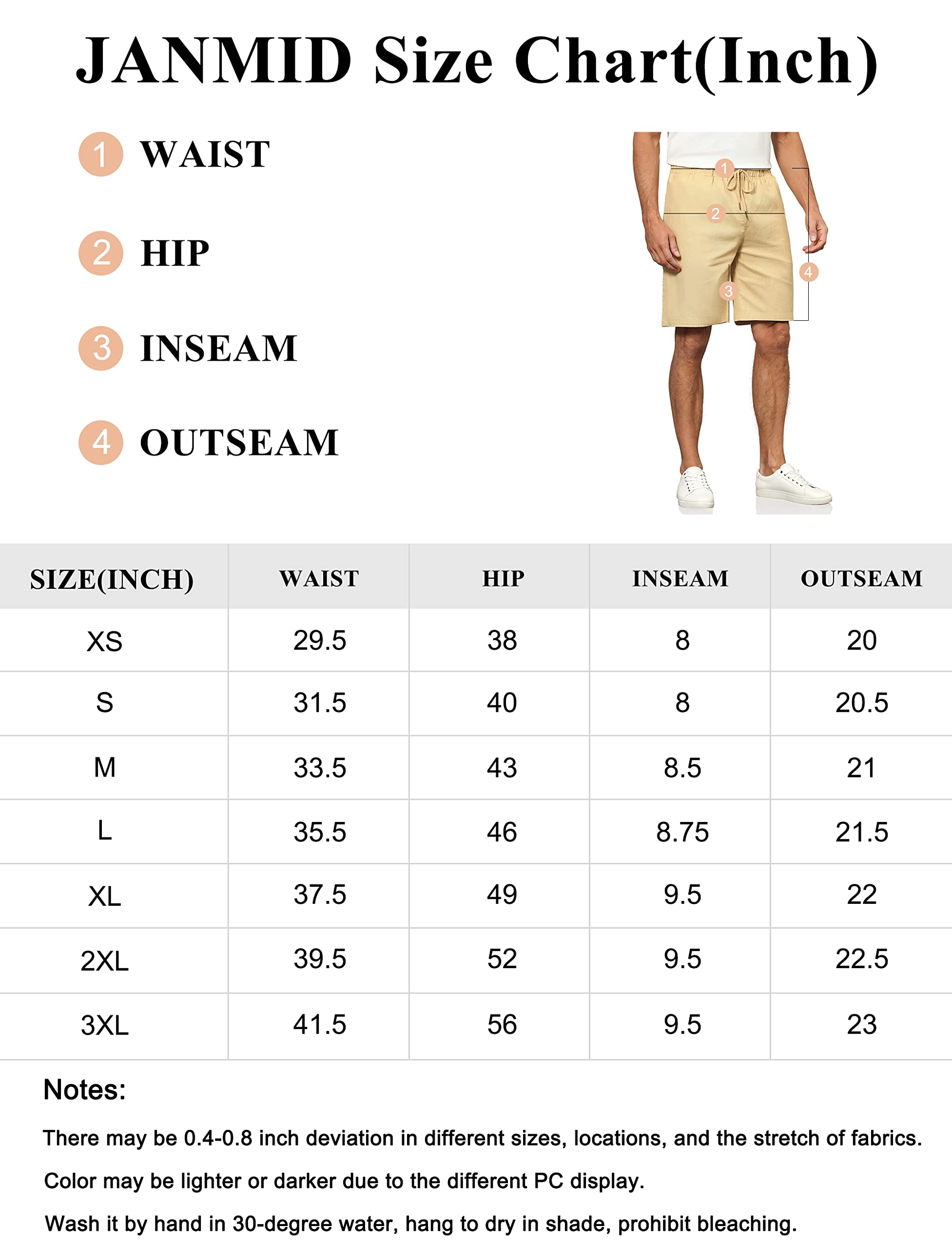 Janmid Men's Linen Casual Classic Fit Short Drawstring Summer Beach Shorts with Elastic Waist and Pockets Navy Blue L