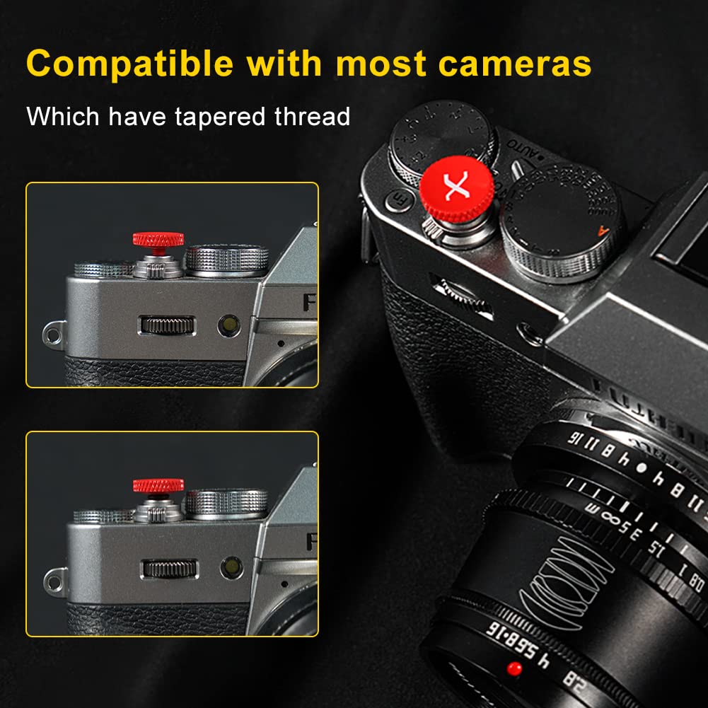 KOLHOFFR 3Packs Red with White X Soft Shutter Release Button high-end Pure Copper Camera Shutter Button