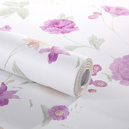 GLOW4U Self Adhesive Decorative Floral Contact Paper Drawer Shelf Liner Removable Peel and Stick Bathroom Kitchen Backsplash Wall Paper 17.7 inch by 16 Feet