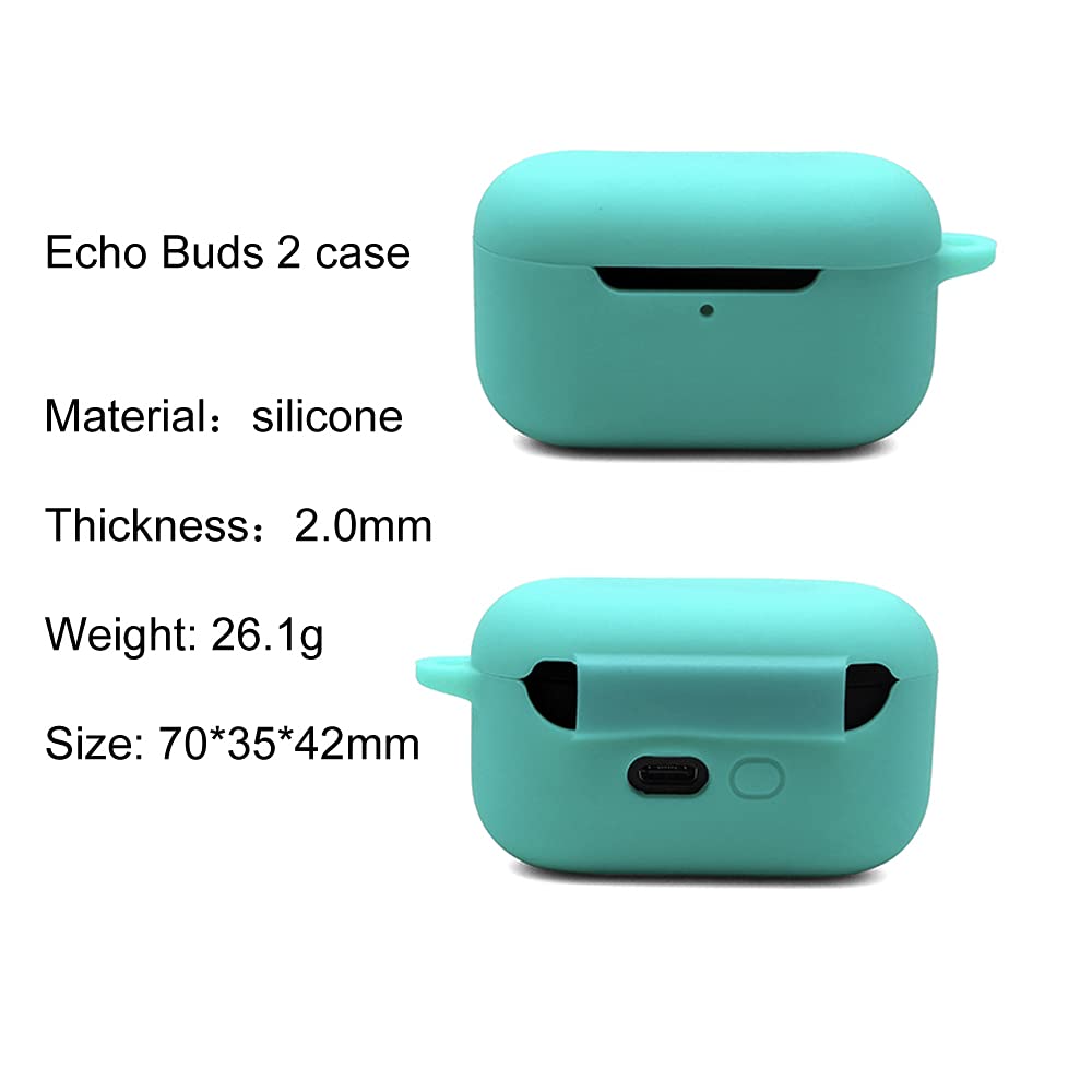Claiol Silicone Case for Echo Buds 2nd, Shockproof Protective Echo Buds 2 Case Cover with Keychain. (Mintgreen)