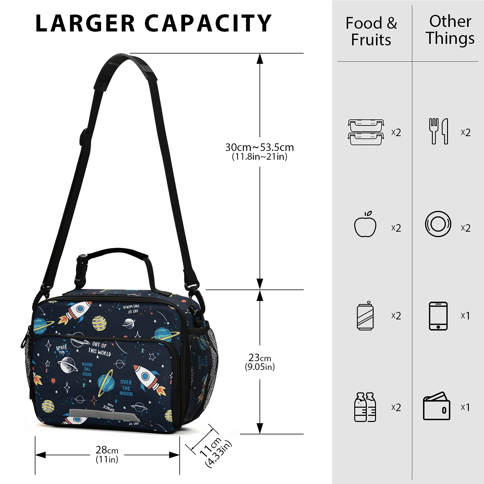 Kids Space Galaxy Lunch Box Planet Rocket Reusable Insulated School Lunch Bag Cooler Cooling Lunch Tote Bag for Boys,Girls,Travel,Picnic(20202498)