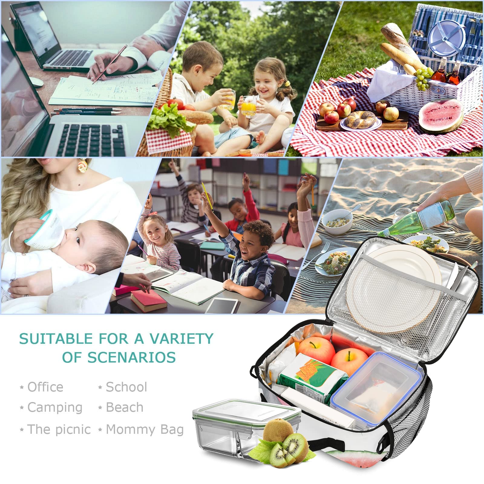 Kids Space Galaxy Lunch Box Planet Rocket Reusable Insulated School Lunch Bag Cooler Cooling Lunch Tote Bag for Boys,Girls,Travel,Picnic(20202498)