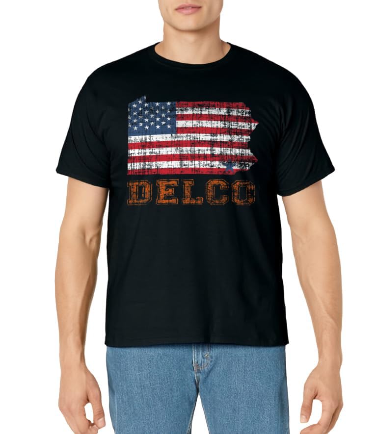 Delco Philadelphia American USA Flag Pennsylvania Vintage T-Shirt