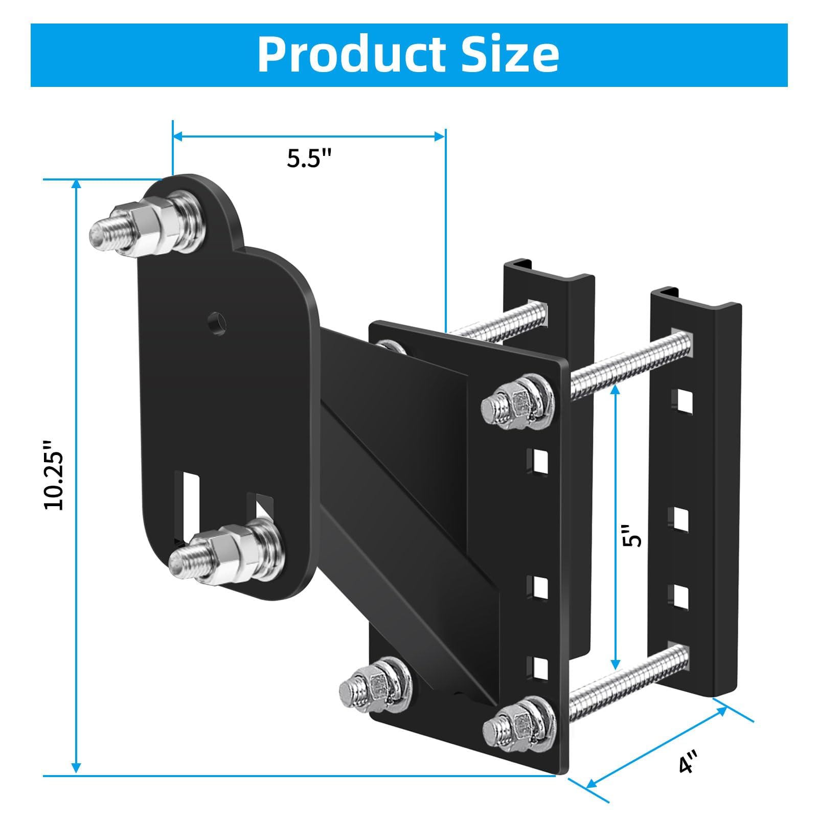 Qualward Spare Tire Mount Bracket for Trailer, Spare Tire Carrier Powder Coat Steel Black, Fits Most 4 & 5 & 6 Lugs Wheels on 4", 4.5'', 4.75'', 5" or 5.5" Bolt Patterns. (4- 4.75 Inch)