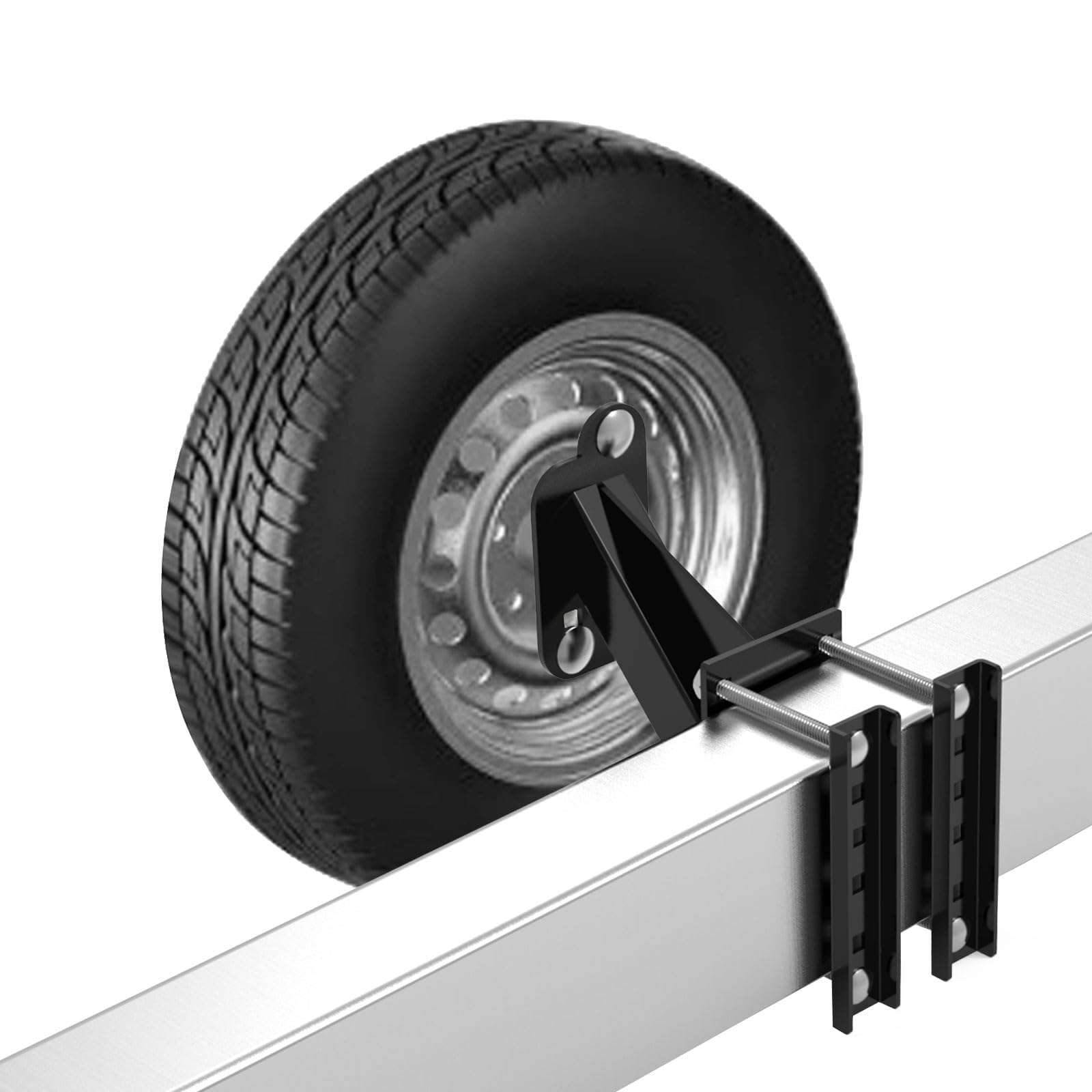 Qualward Spare Tire Mount Bracket for Trailer, Spare Tire Carrier Powder Coat Steel Black, Fits Most 4 & 5 & 6 Lugs Wheels on 4", 4.5'', 4.75'', 5" or 5.5" Bolt Patterns. (4- 4.75 Inch)