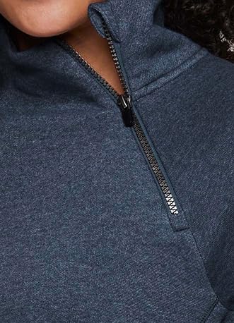 RBX Active Women's Quarter Zip Mock Neck Long Sleeve Fleece Pullover Sweatshirt With Pockets Blue F21 M