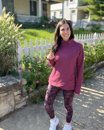 RBX Active Women's Quarter Zip Mock Neck Long Sleeve Fleece Pullover Sweatshirt With Pockets Blue F21 M