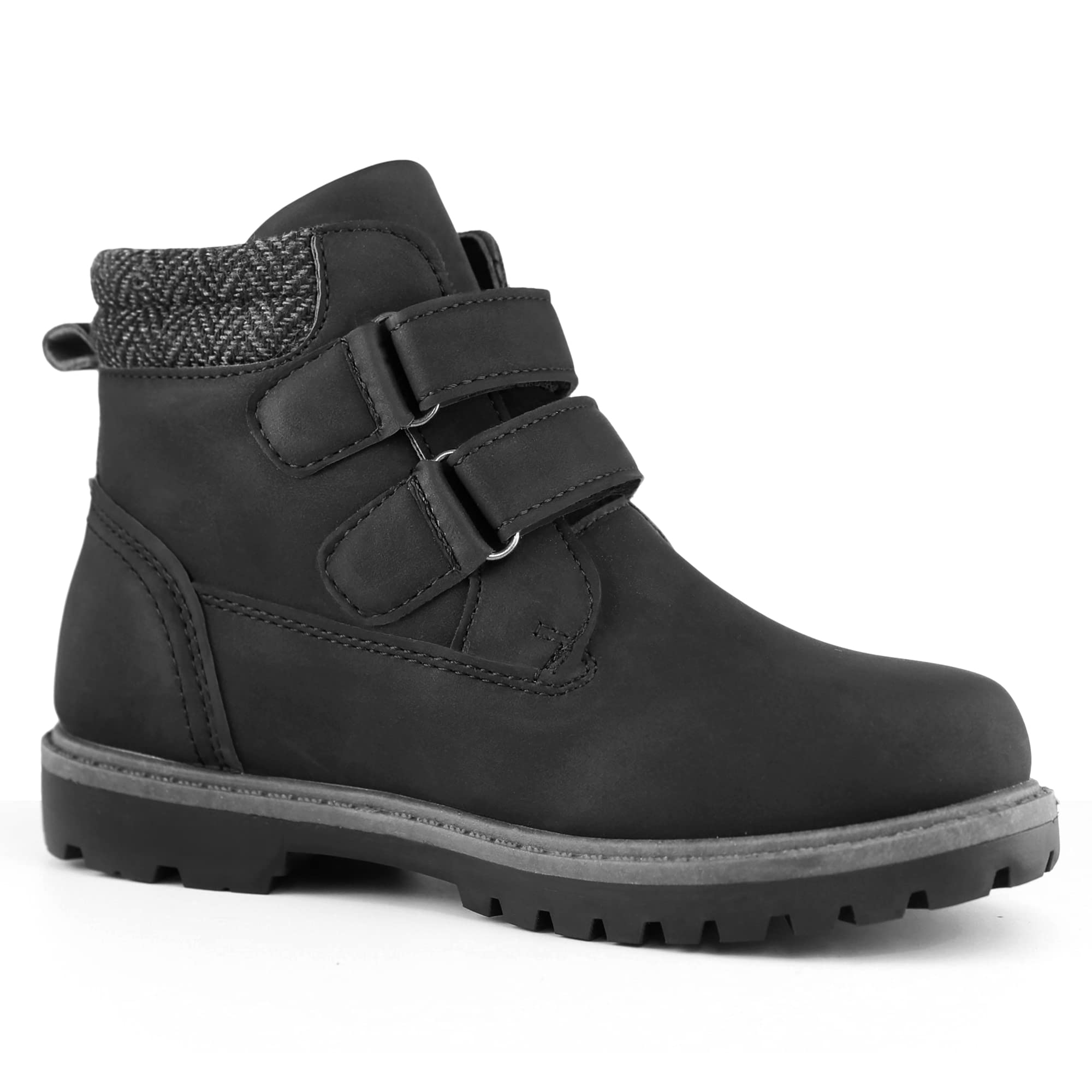 Tobfis Kids Waterproof Strap Work Boots (Toddler/Little Kid/Big Kid), Black PU, 2 M US