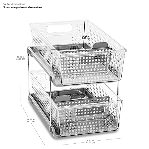 madesmart 2 Tier Organizer, Pack of 4, Clear