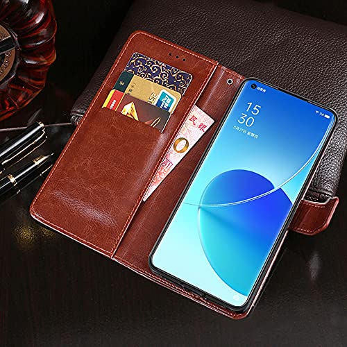 TienJueShi Blue Book Stand Retro Flip Leather Protector Phone TPU Silicone Case for Oppo Reno 6 Pro 5G 6.55 inch Gel Cover Etui Wallet