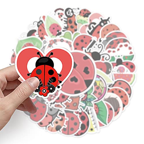 ACEPL Ladybugs Stickers 50pcs Cute Cartoon Ladybirds Vinyl Waterproof Stickers for Water Bottle Laptop Skateboard Guitar Scrapbook Phone Bicycle Computer Decal for Kids Teens