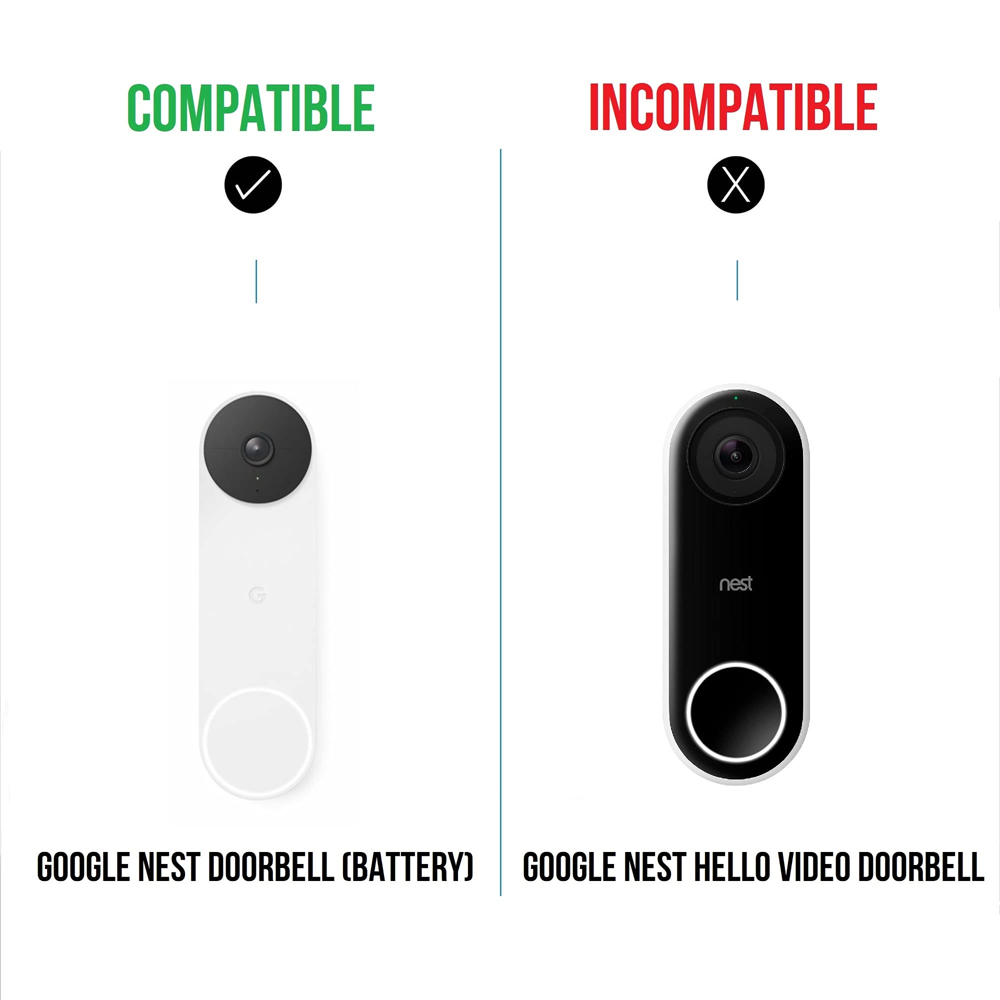Wasserstein Horizontal Adjustable Mount for Google Nest Doorbell (Battery)