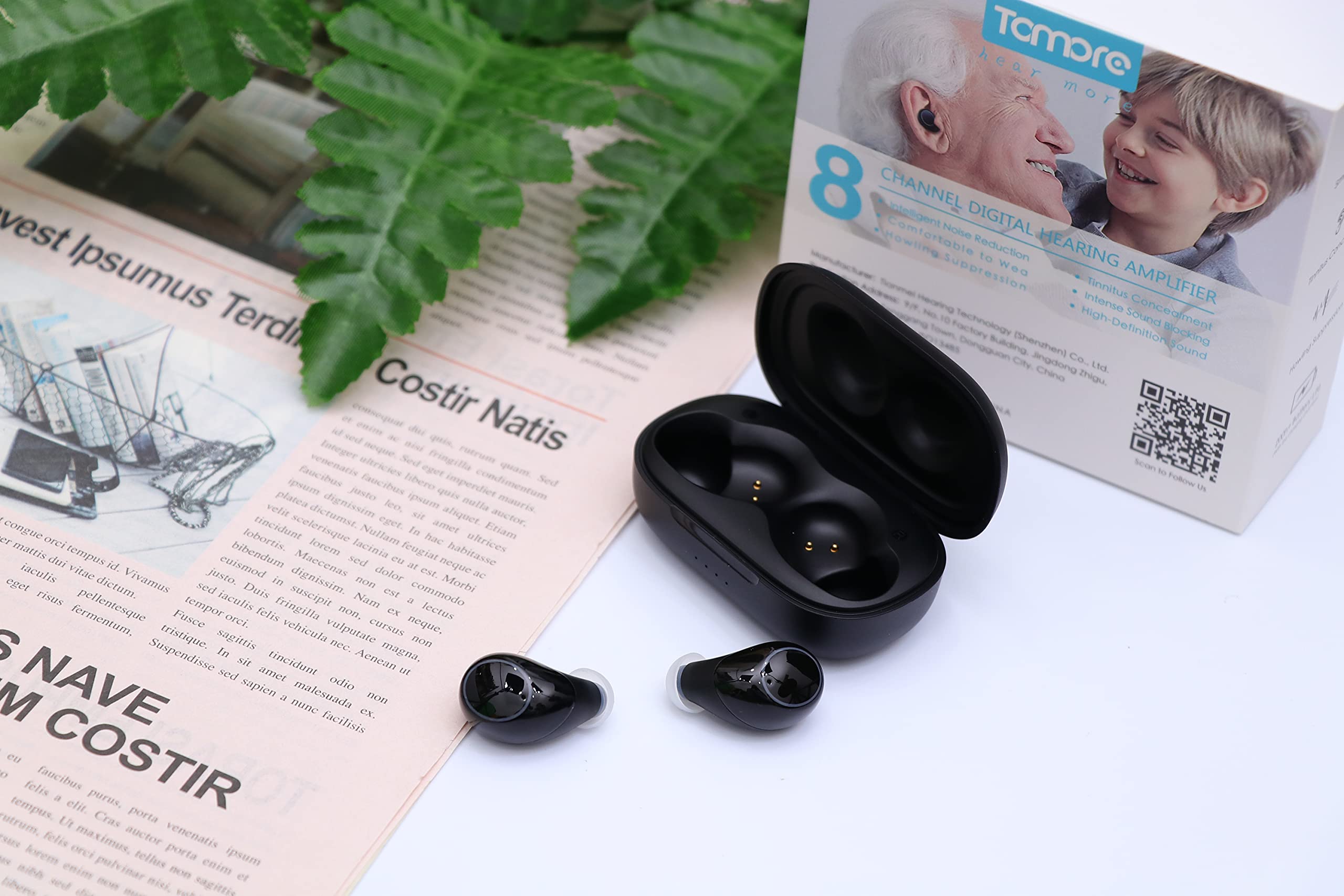 TOMORE TM-108 8 Channel Digital Rechargeable Hearing Amplifier with Touch Control, Howling Suppression, 200h Battery Life, Noise Reduction for Senior Hearing Loss People