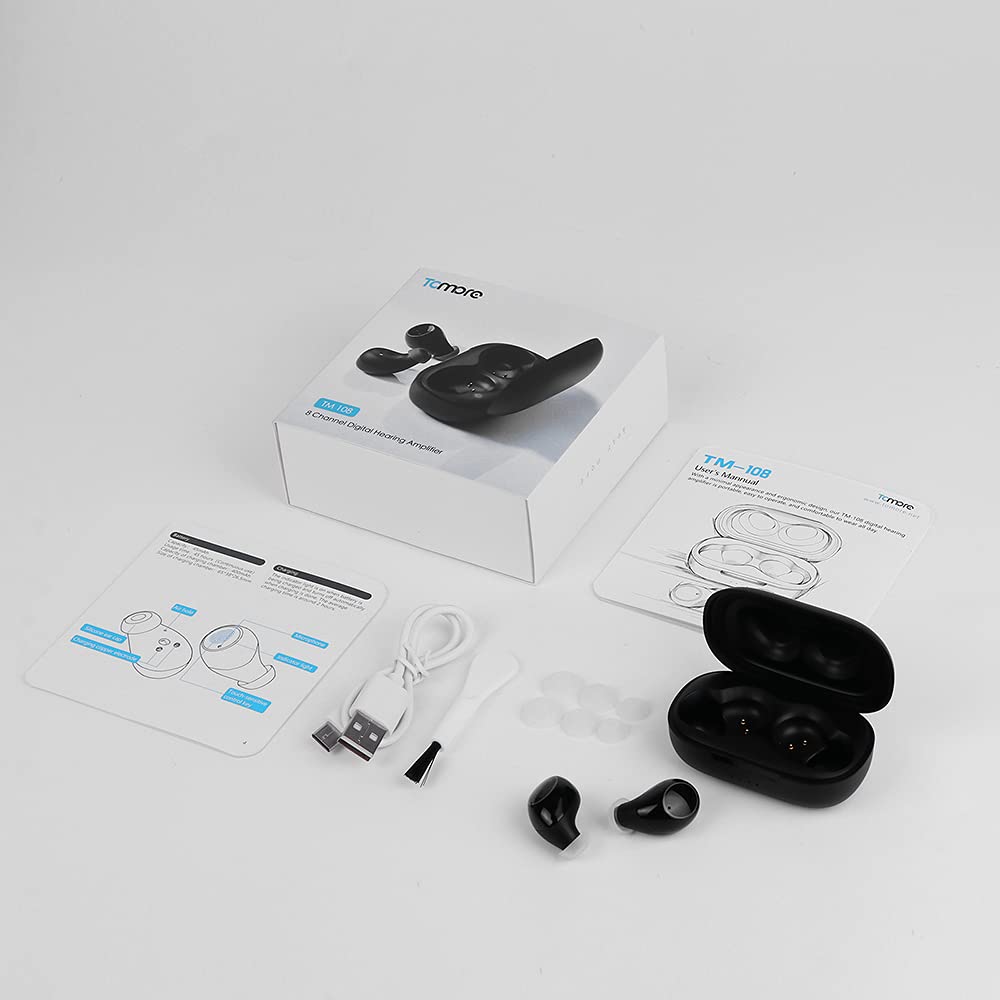 TOMORE TM-108 8 Channel Digital Rechargeable Hearing Amplifier with Touch Control, Howling Suppression, 200h Battery Life, Noise Reduction for Senior Hearing Loss People