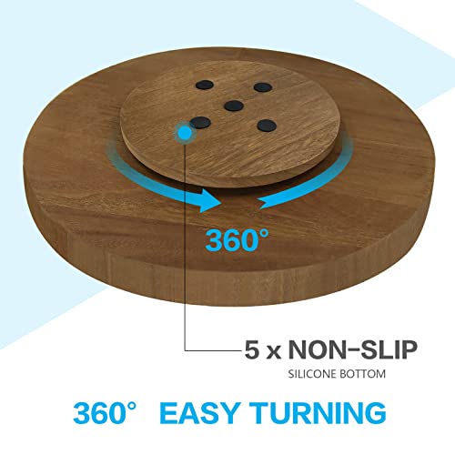 Lazy Susan Turntable Cabinet Organizer, Wood Kitchen Turntable Storage Organizer for Kitchen Cabinets, Pantry, Refrigerator, Counter top, Spinning Counter Storage Organization