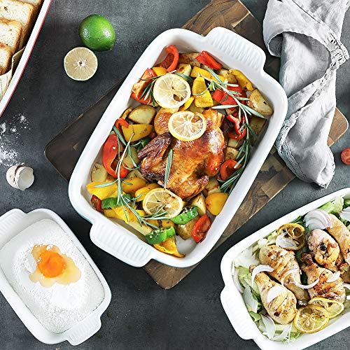 Sweejar Ceramic Baking Dish, Casserole Dish for Oven, 9x13 Inch Rectangular Lasagna Pan Deep, Bakeware with Handles for Cooking, Dinner, Kitchen, Banquet and Daily Use (Navy)