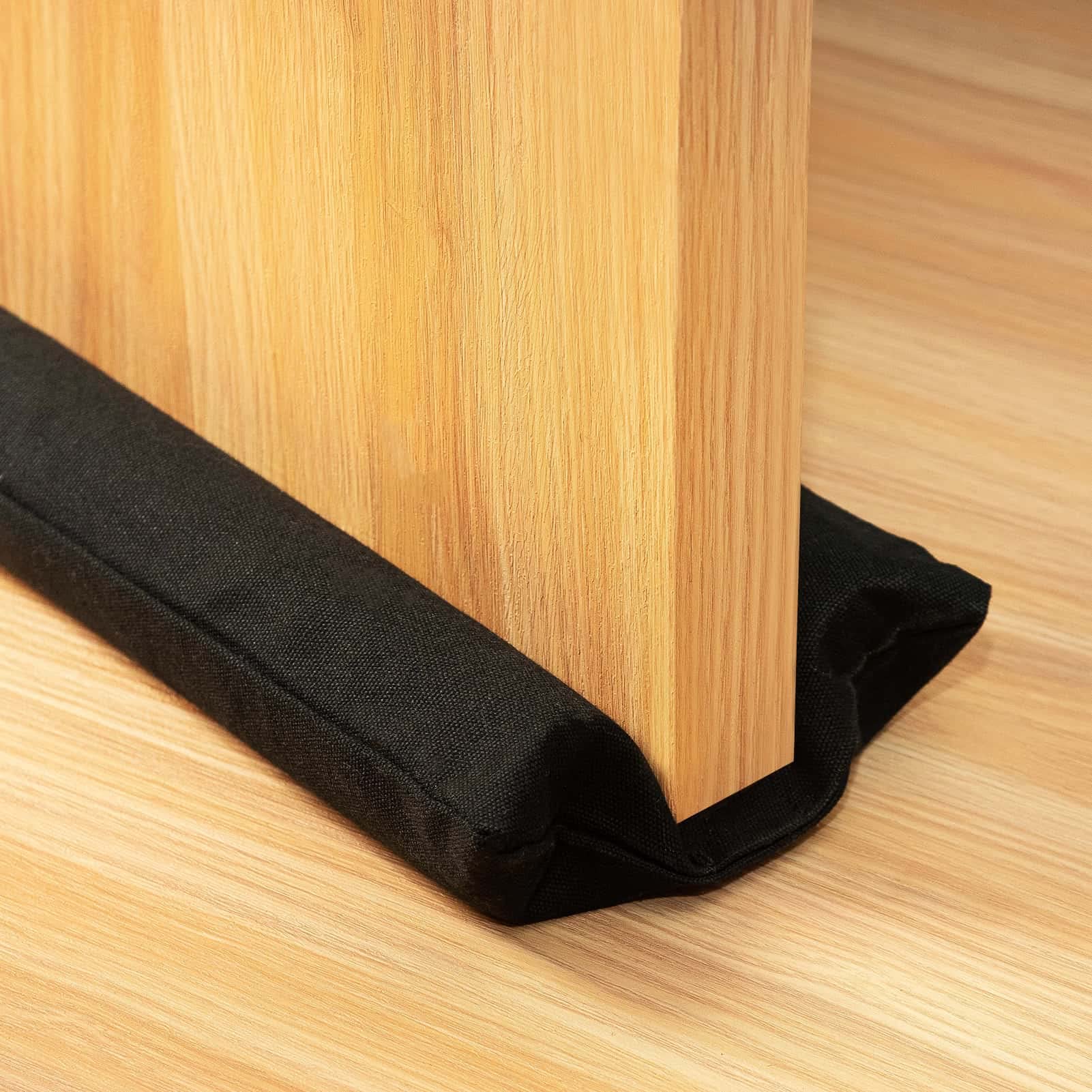 Marwood Under Door Draft Stopper 30-38" Adjustable Wind Stopper for Door & Window, Foam Door Sweep Air & Noise Blocker for Bottom of Doors Double Side Seal - Black