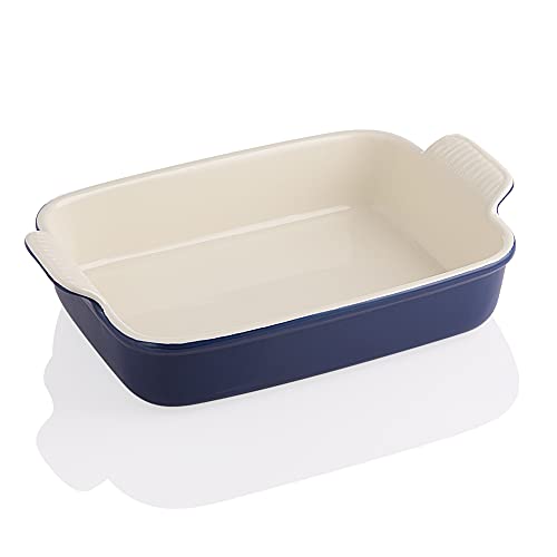 Sweejar Ceramic Baking Dish, Casserole Dish for Oven, 9x13 Inch Rectangular Lasagna Pan Deep, Bakeware with Handles for Cooking, Dinner, Kitchen, Banquet and Daily Use (Navy)