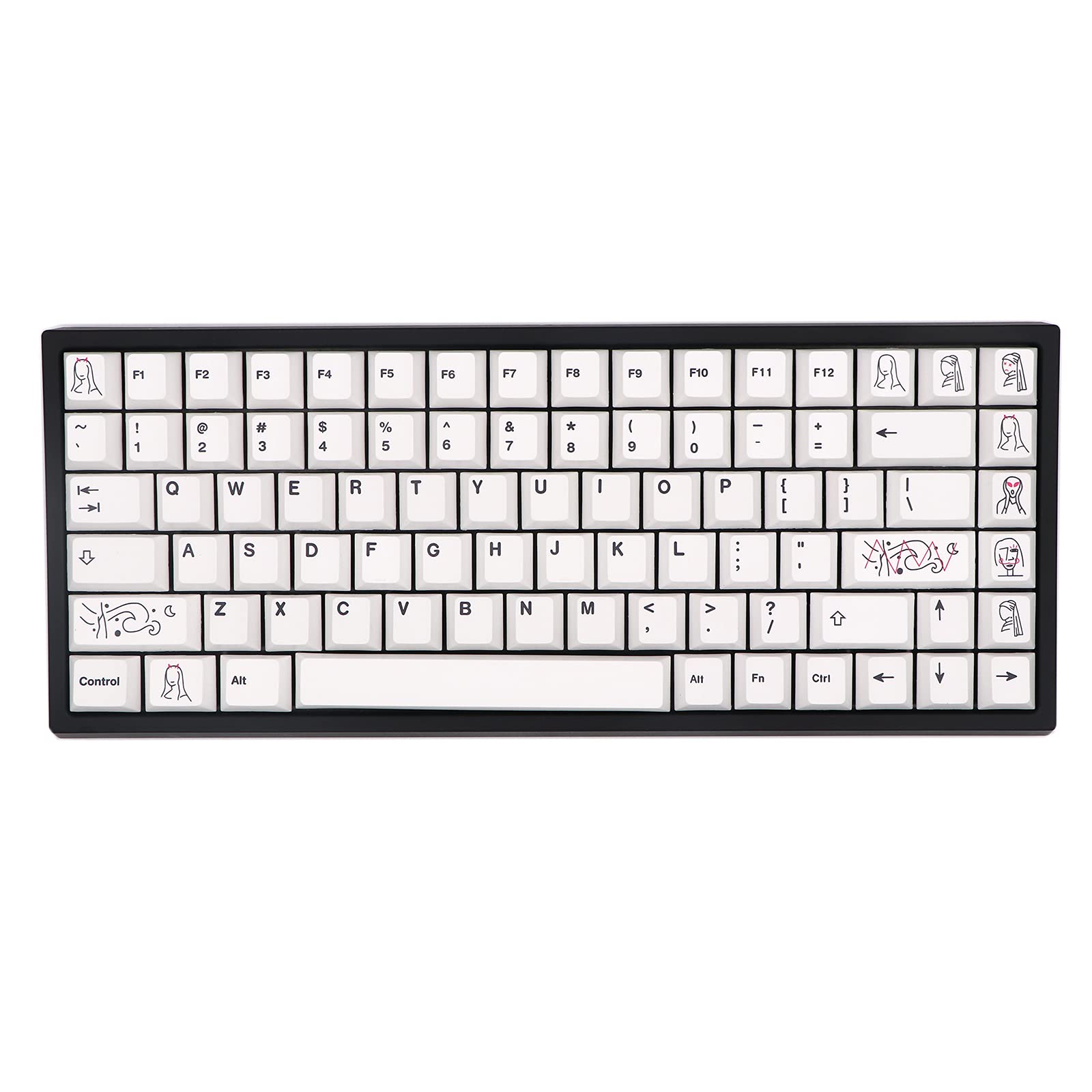 BGKYPRO Drawing Board Theme Keycaps-Thermal Sublimation PBT Keycap Set, for Mechanical Keyboards, Full 135 Key Set, Cherry Profile, English (US) Layout- White