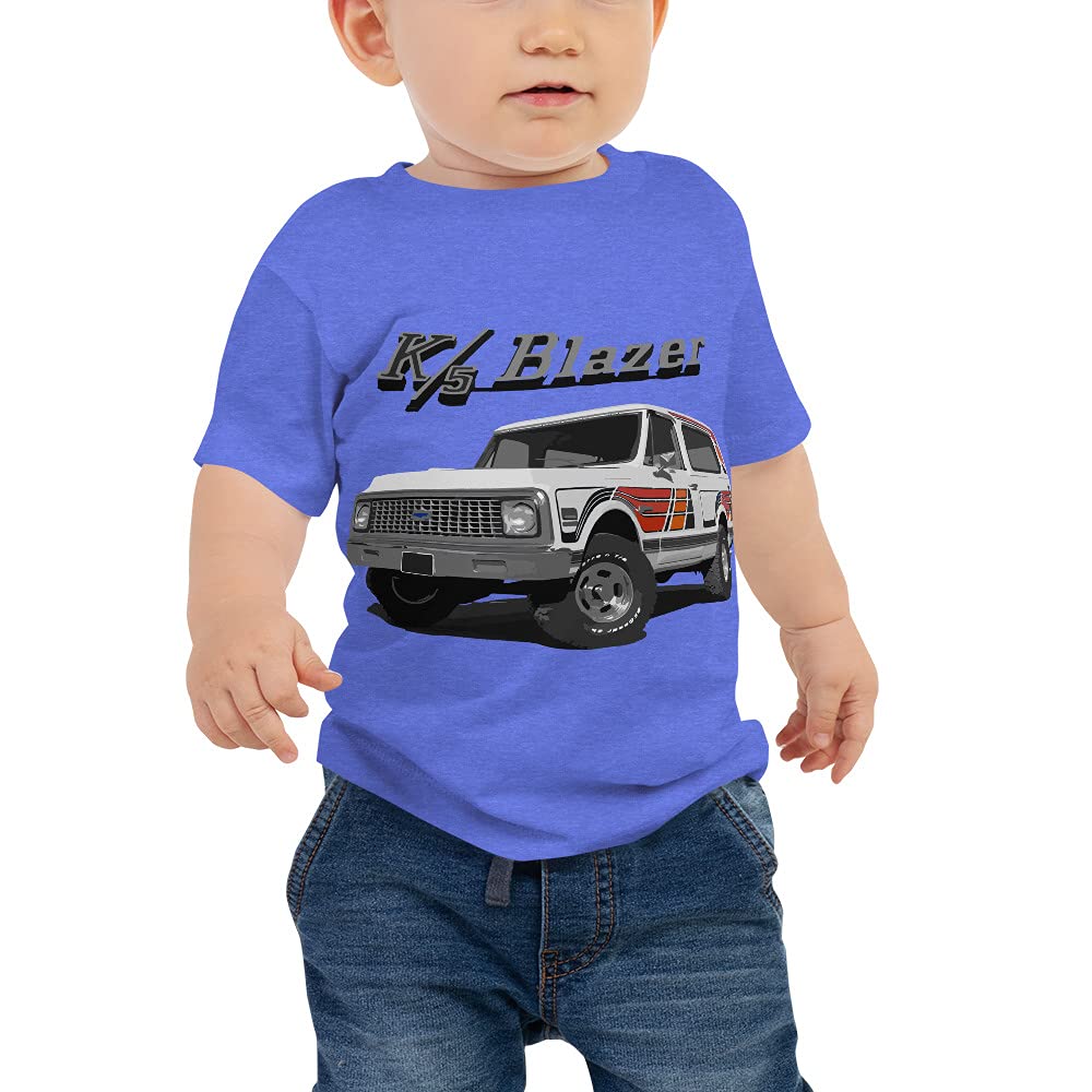 Retro Chevy Blazer K5 Feathers Baby Jersey Short Sleeve Tee Heather Columbia Blue