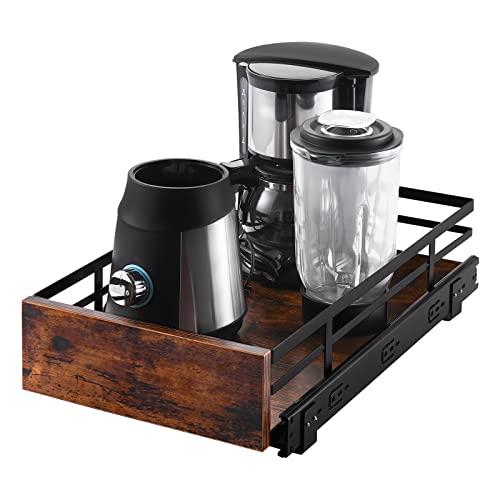 KES Pull Out Cabinet Organizer, 12" Wide Kitchen Slide Out Cabinet Drawer Organizer for Kitchen, Slide Out Wood Pull Out Drawer Storage Shelves with Soft Close, KPO503W30D53-BK
