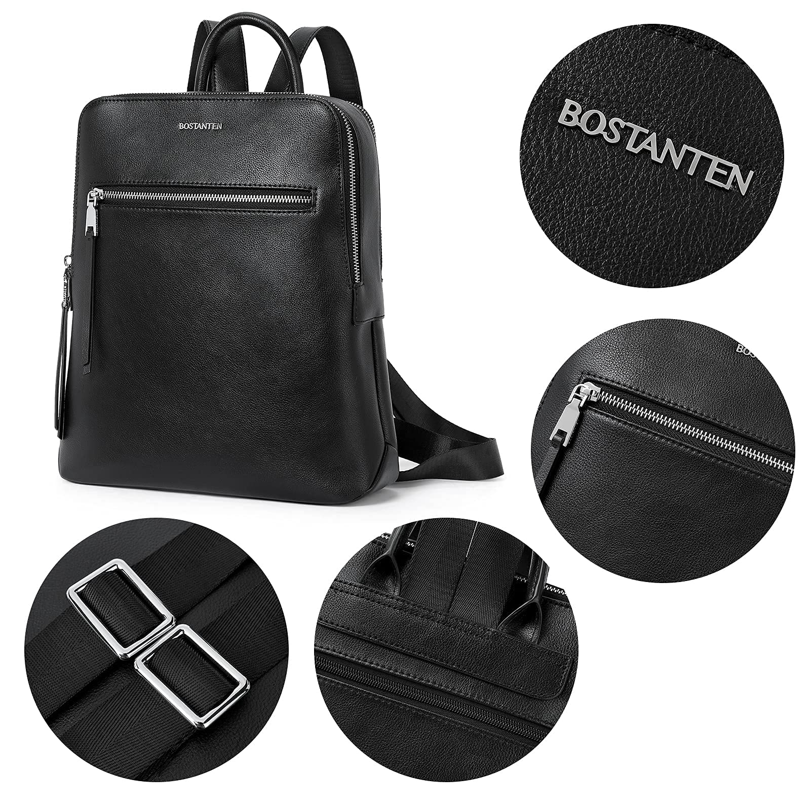 BOSTANTEN Leather Backpack Purse for Women Work Travel Backpack Stylish Ladies Shoulder Bags