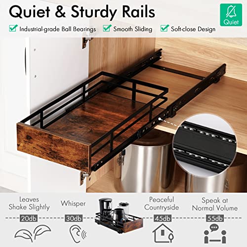KES Pull Out Cabinet Organizer, 12" Wide Kitchen Slide Out Cabinet Drawer Organizer for Kitchen, Slide Out Wood Pull Out Drawer Storage Shelves with Soft Close, KPO503W30D53-BK