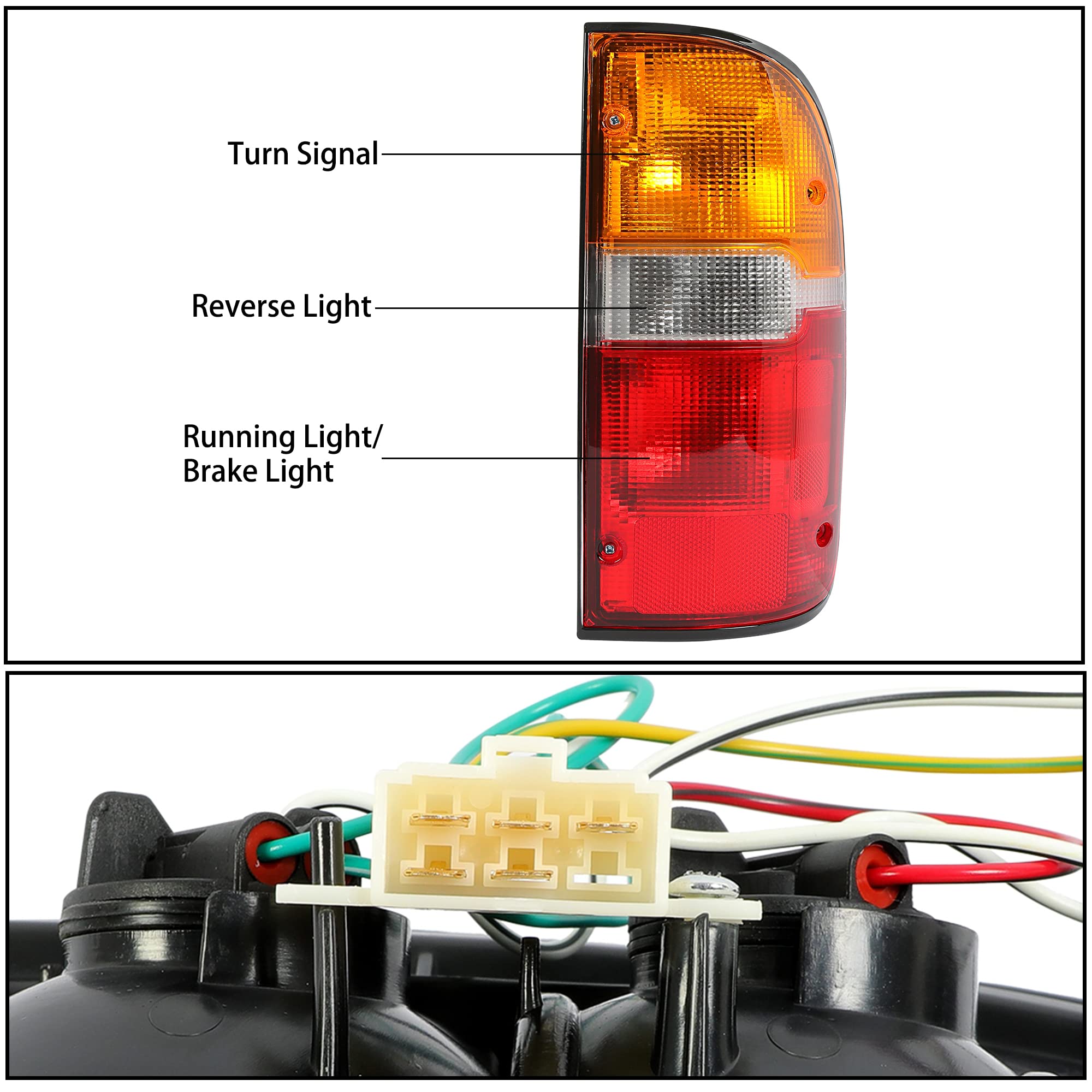 ECOTRIC Tail Light Lamp w/Bulb(s) Compatible with 1995-2000 Toyota Tacoma Truck Replace for TO2801116 8155004030 Rear Taillight Signal Brake Light Passenger Side Right RH