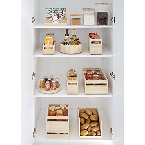 iDesign Renewable Paulownia Wood Collection Turntable Organizer, 10.5" x 1.19" x 10.5", Natural