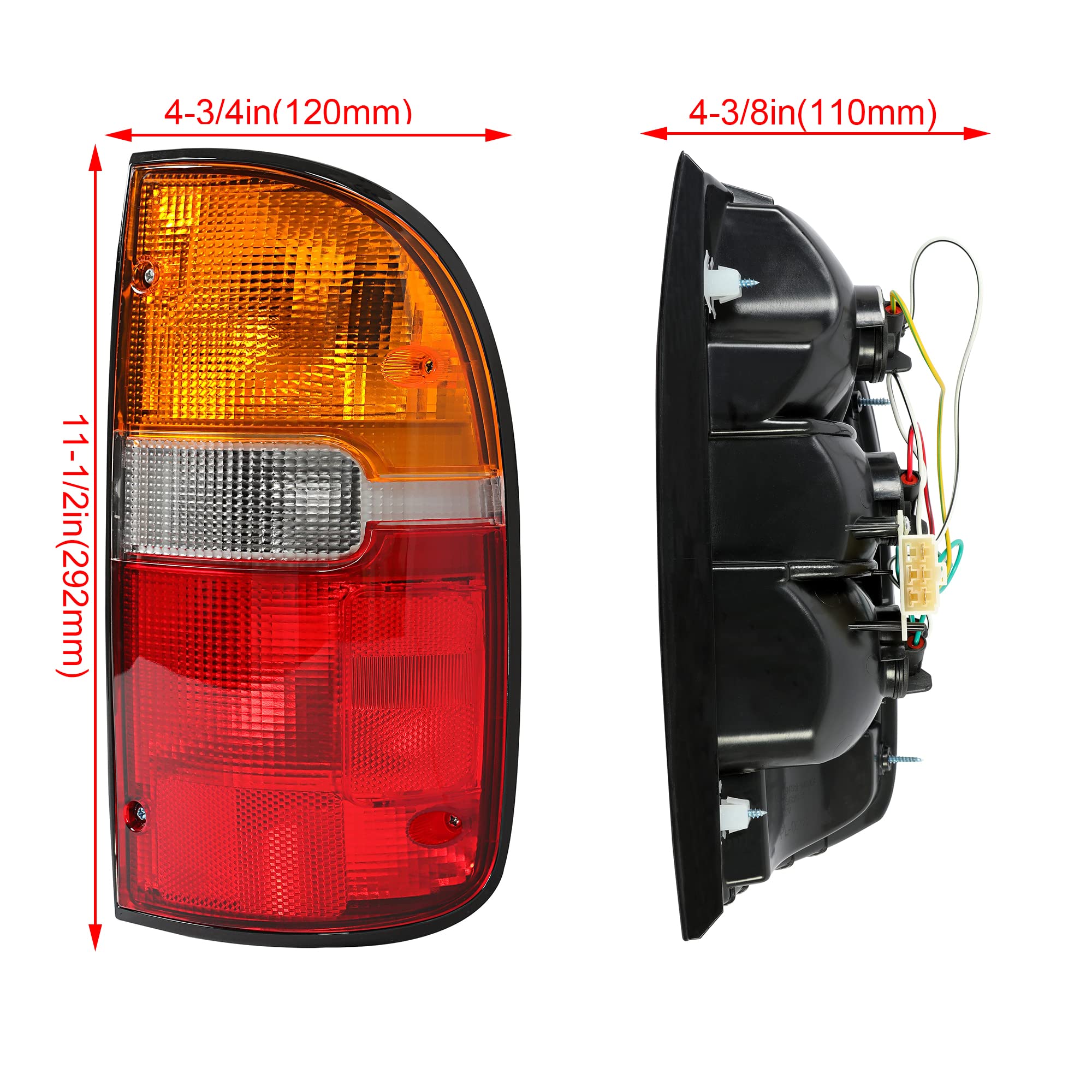 ECOTRIC Tail Light Lamp w/Bulb(s) Compatible with 1995-2000 Toyota Tacoma Truck Replace for TO2801116 8155004030 Rear Taillight Signal Brake Light Passenger Side Right RH