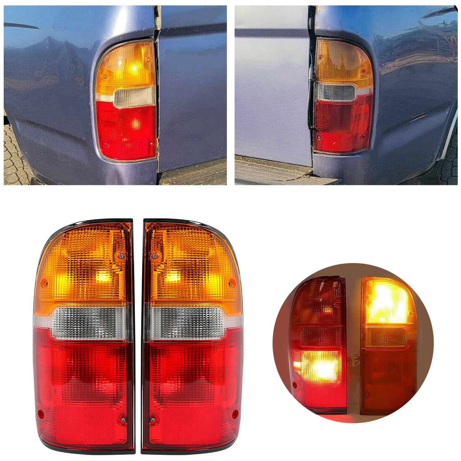 HECASA Tail Light Compatible with 1995-2000 Toyota Tacoma Pair Signal Brake Lamp Taillight Assembly W/Bulb Replacement for TO2800116 TO2801116 8156004030 8155004030