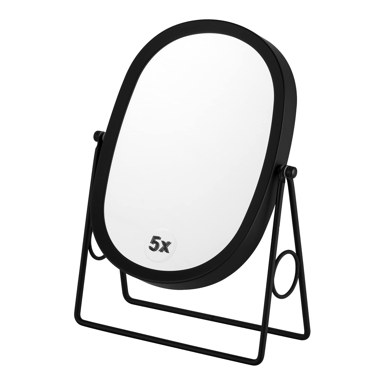 JOYOEIKON Classic Dual Sided 5X and 1X Magnifying Makeup Mirror and Tabletop Standing 360° Rotation Vanity Mirror,Desktop Cosmetic Mirror (Matt Black)