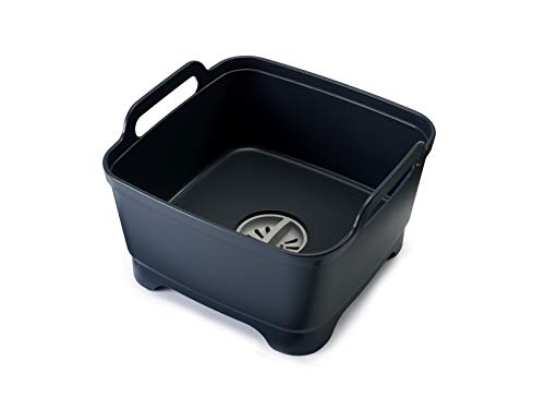Joseph Joseph Wash and Drain Dish Tub, 1 EA, Gray & DrawerStore Compact Cutlery Organizer Kitchen Drawer Tray, Large, Gray