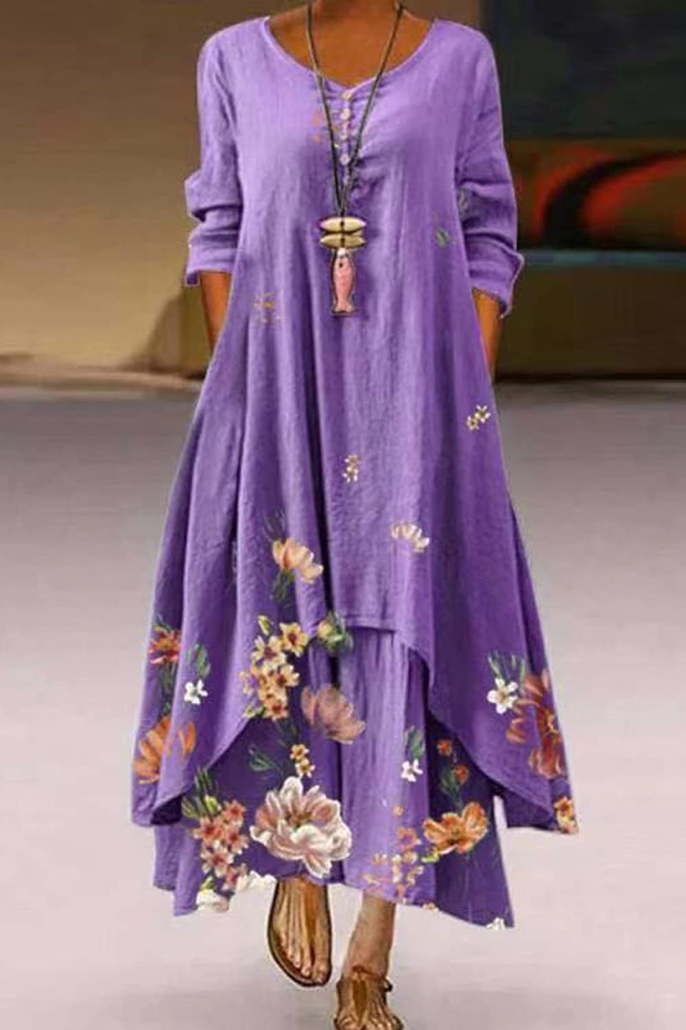 GADSUVI Women Plus Size Floral Loose Long Maxi Dress Oversized Bohemian Summer Caftan Beach Dress