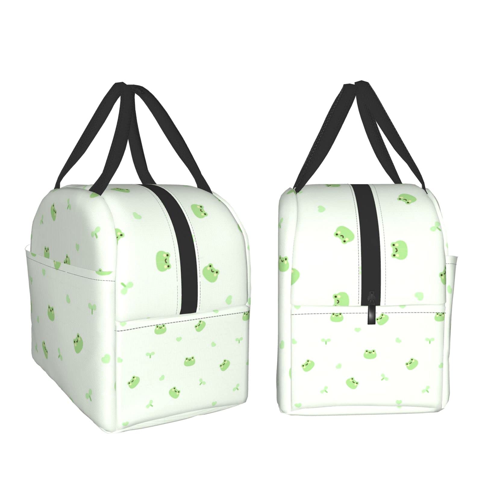 carati Insulated Lunch Bag for Women, Cooler Tote Reusable Lunch Box Container For Work Office Picnic Little Green Frog Cute